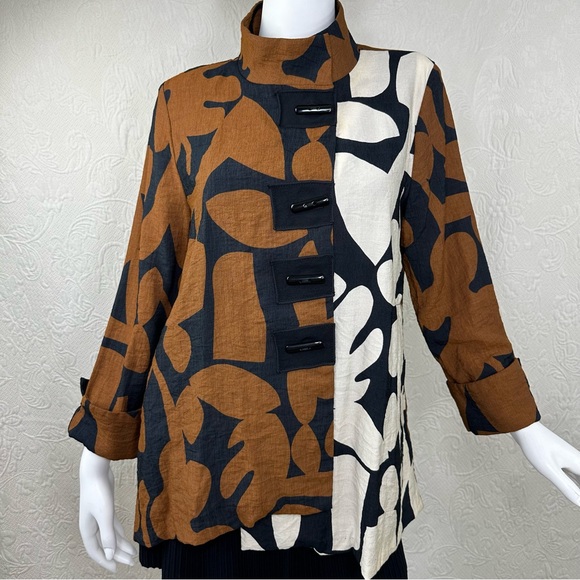 IC COLLECTION | Tops | Ic Collection Twotone Asymmetric Mandarin Collar ...